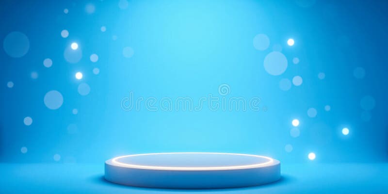 Futuristic Round Platform with Glowing White Lights, Blue Abstract ...