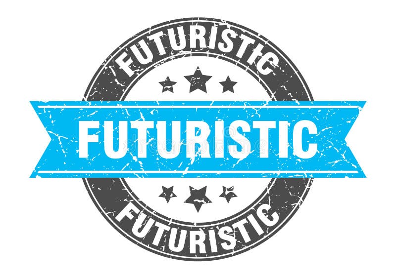 Futuristic Round Stamp with Ribbon. Label Sign Stock Vector ...