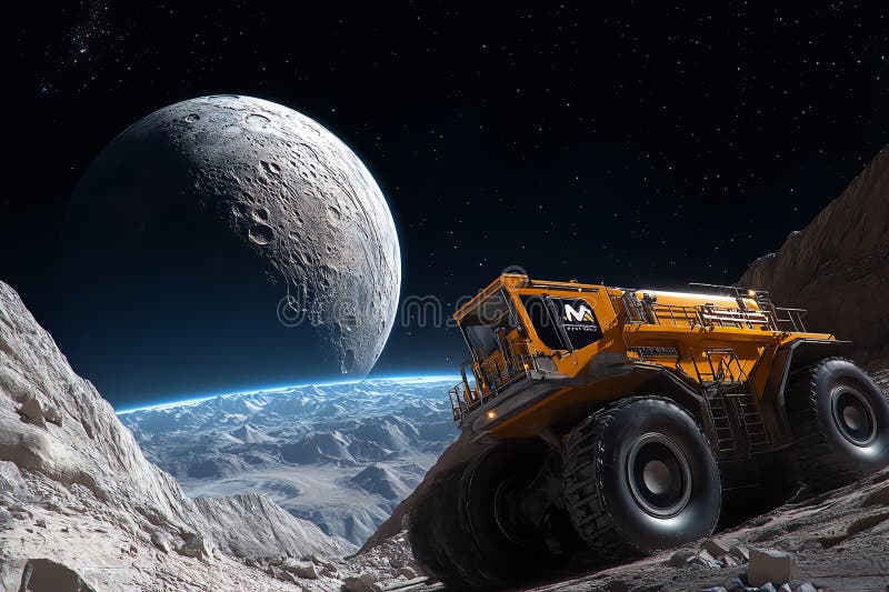 Futuristic Rover Exploring Extraterrestrial Landscape with Earth and ...