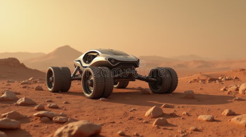 A Futuristic Rover Navigates the Rugged Martian Surface, Showcasing Its ...