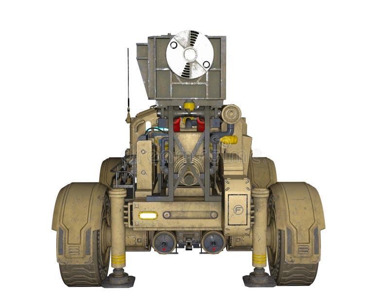 Futuristic Rover with Piston and Crane Stock Illustration ...