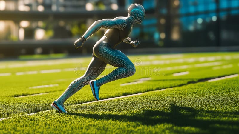 Futuristic Runner with Sleek Design Sprinting on a Track Stock Photo ...