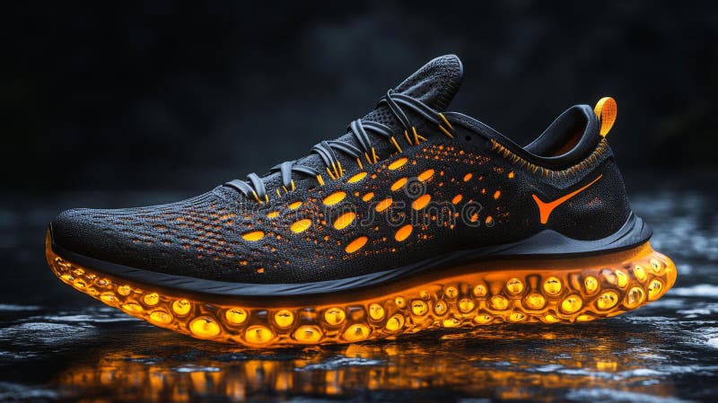 Futuristic Running Shoe with Glowing Sole Generative AI Stock ...
