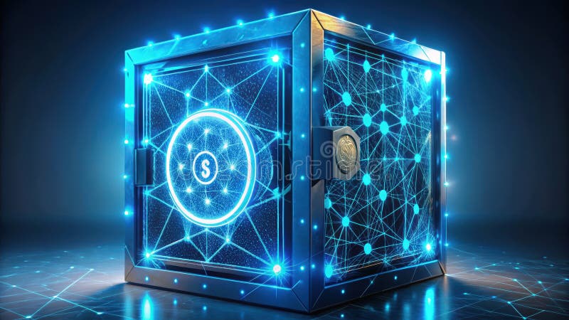 Futuristic Safe with Lock Surrounded by a Network of Connected Lines ...