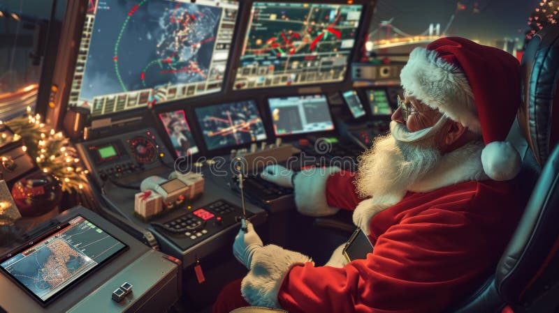 Futuristic Santa Claus Controls Drone Fleet from High-tech Command ...