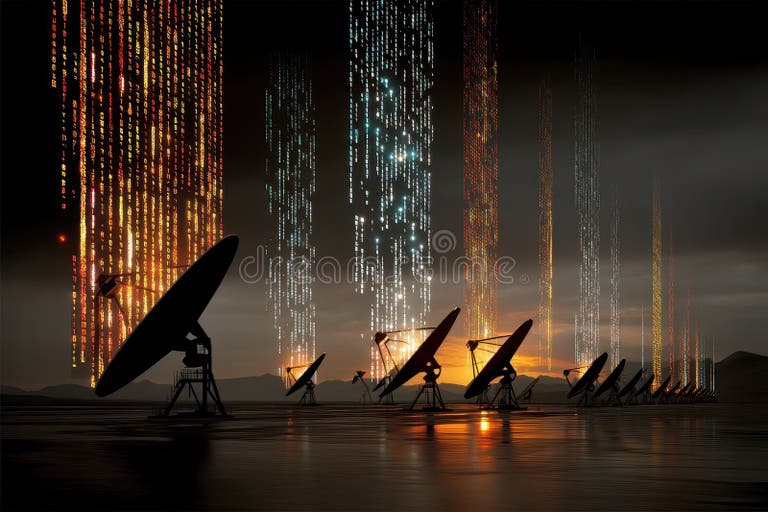 Futuristic Satellite Dish Array in Remote Desert Landscape with Unique ...