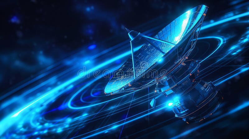 Futuristic Satellite Dish in Space Stock Image - Image of advanced ...