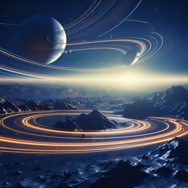 Futuristic Saturn: Rings in Futurism Style Stock Illustration ...