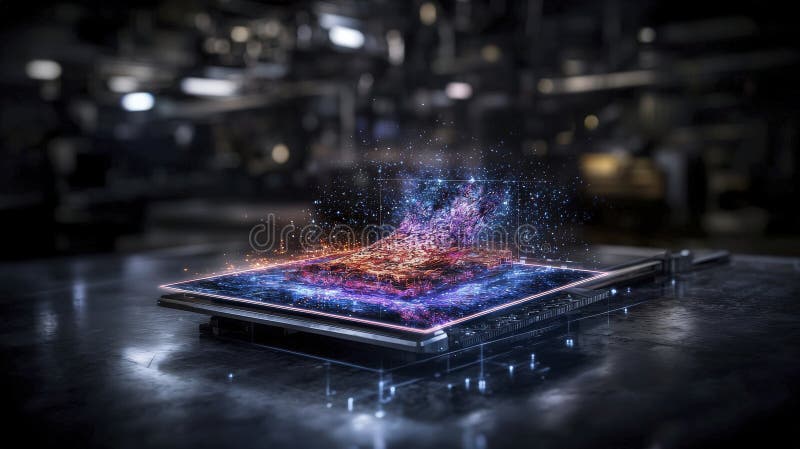 Futuristic Scanner Producing Vivid Imprints High-tech Lab Digital Art ...