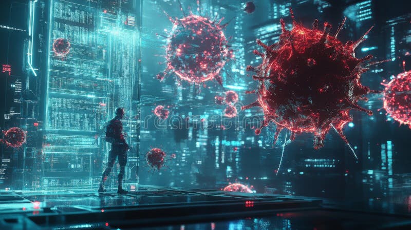 AI-Powered Antivirus System Scanning for Threats in Futuristic ...