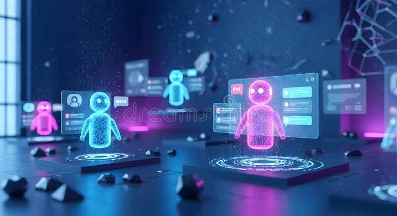 Virtual Assistants Interact with Data, Digital Avatars and Futuristic ...