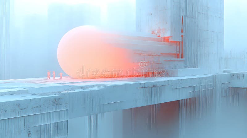 Futuristic Scene Features a Large, Glowing Pink Orb Suspended Alongside ...