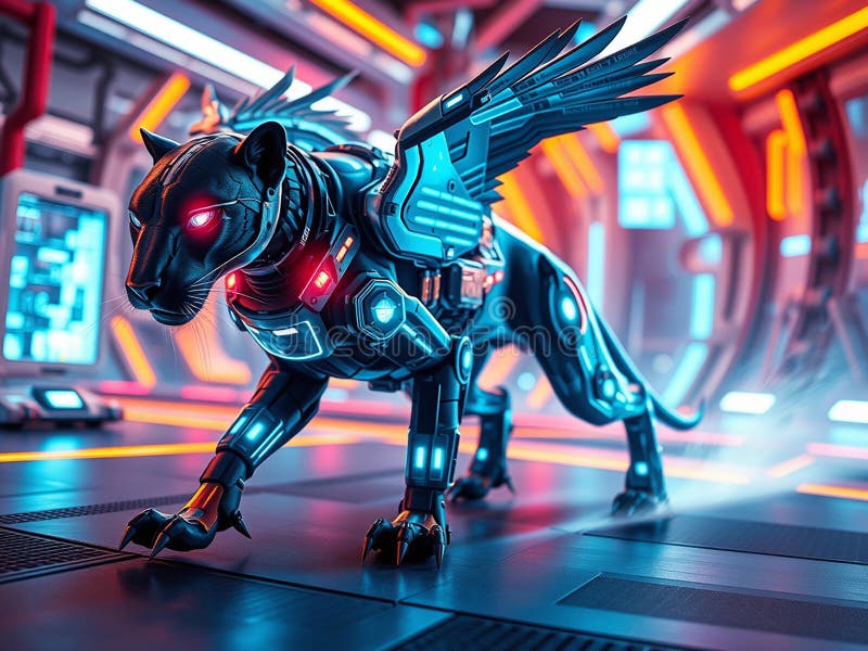 A Futuristic Scene Featuring an Animal Equipped with Advanced ...