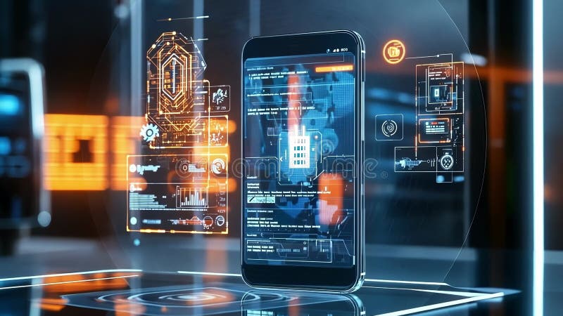 A Futuristic Scene Featuring Augmented Reality Notifications Appearing ...