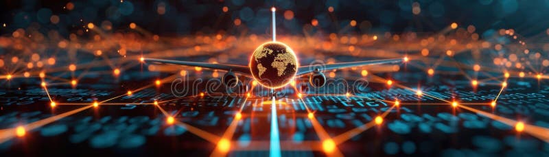 A Futuristic Scene Featuring a Glowing 3D Hologram of Earth with an ...