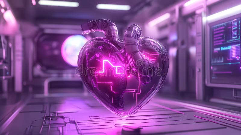 A Futuristic Scene Featuring a Glowing Digital Heart Signifies the ...