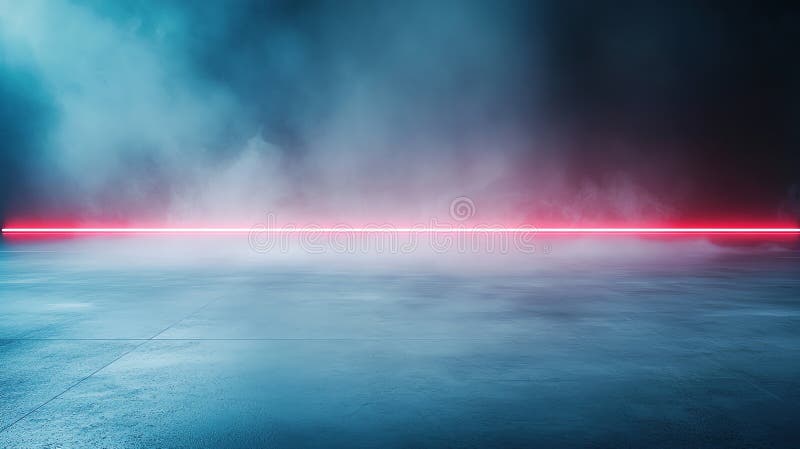 A Futuristic Scene Featuring a Glowing Red Laser Beam Cutting through a ...