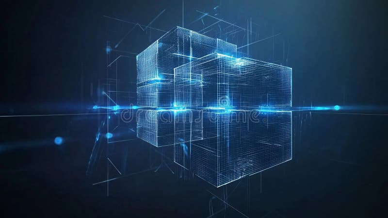 A Futuristic Scene of Floating Holographic Cubes and Glowing Data ...