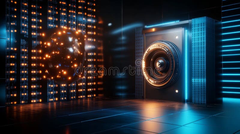 Futuristic Scene with Glowing Celestial Sphere and Vault a Futuristic ...