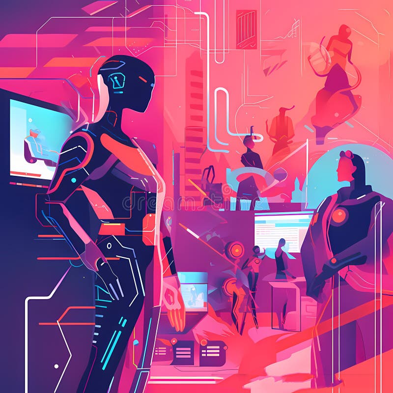 A Futuristic Scene with High-tech Devices and Robots, Stock ...
