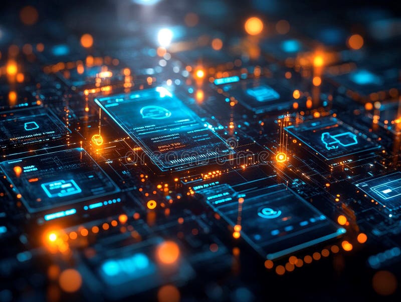 Futuristic Scene of Interconnected Devices, Possibly Representing ...