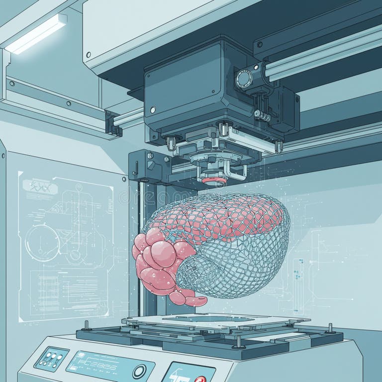 Futuristic Scene in a Laboratory Featuring an Advanced 3D Printer ...