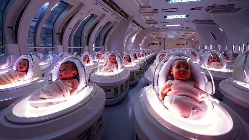A Group of Babies in a Pod in a Space Station Stock Video - Video of ...