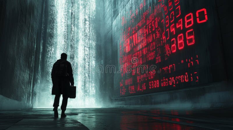 A Futuristic Scene Where Large, Bold Numbers Dominate the Background of ...