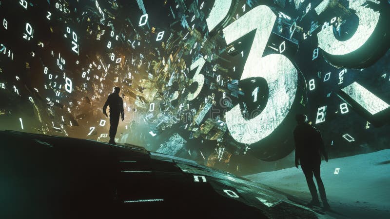 A Futuristic Scene Where Large, Bold Numbers Dominate the Background of ...