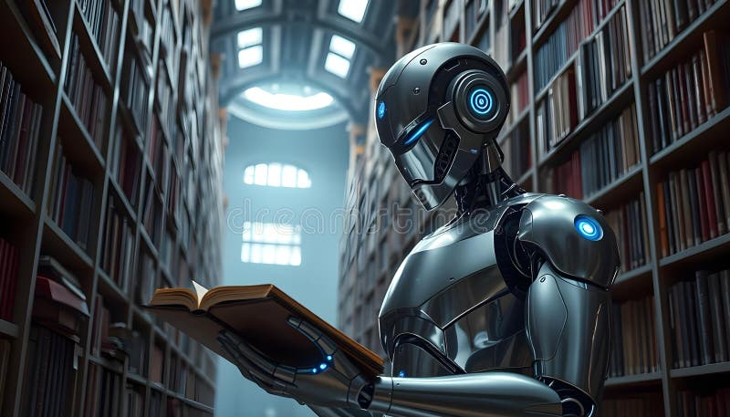 A Futuristic Scene Where Technology and Knowledge Meet: a Robot Reading ...