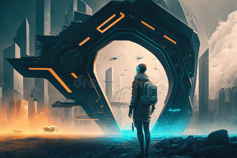 Futuristic Scenery with 3D Elements, Featuring Advanced Buildings and ...