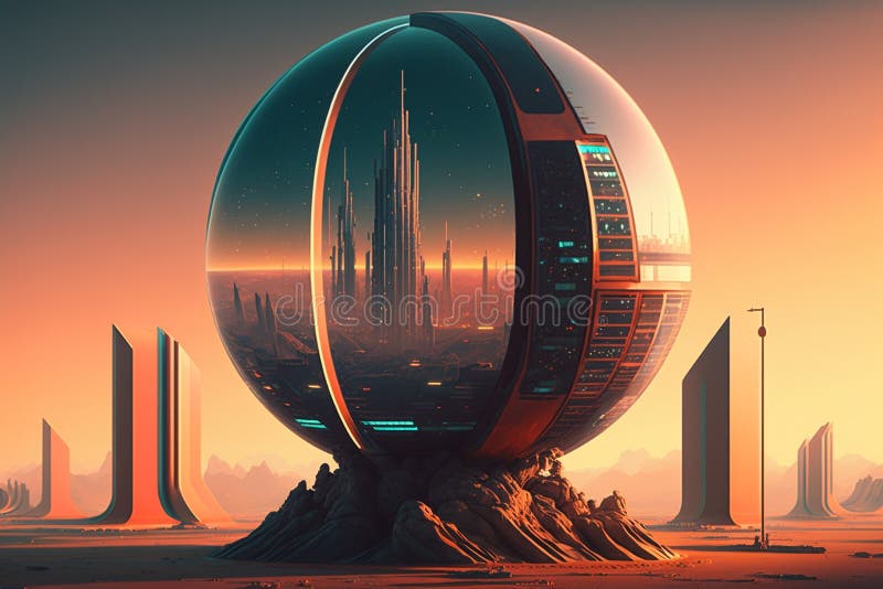 Futuristic Scenery with 3D Elements, Featuring Advanced Buildings and ...