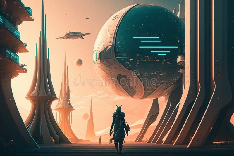 Futuristic Scenery with 3D Elements, Featuring Advanced Buildings and ...