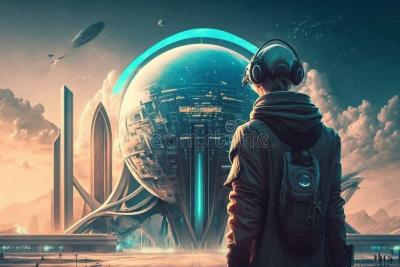 Futuristic Scenery with 3D Elements, Featuring Advanced Buildings and ...