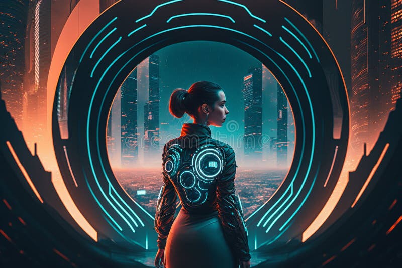 Futuristic Scenery with 3D Elements, Featuring Advanced Buildings and ...