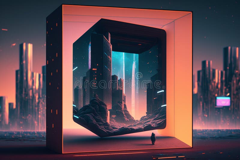 Futuristic Scenery with 3D Elements, Featuring Advanced Buildings and ...
