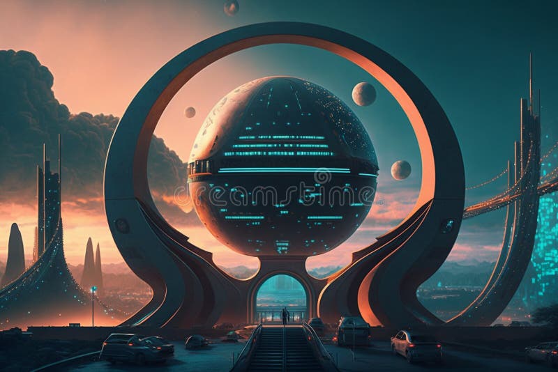 Futuristic Scenery with 3D Elements, Featuring Advanced Buildings and ...