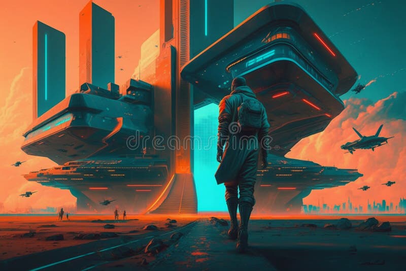 Futuristic Scenery with 3D Elements, Featuring Advanced Buildings and ...