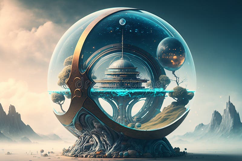 Futuristic Scenery with 3D Elements, Featuring Advanced Buildings and ...