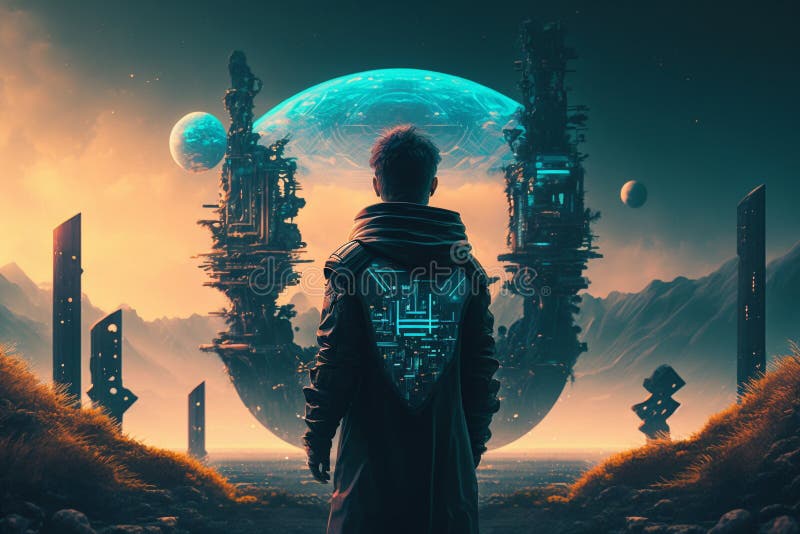 Futuristic Scenery with 3D Elements, Featuring Advanced Buildings and ...