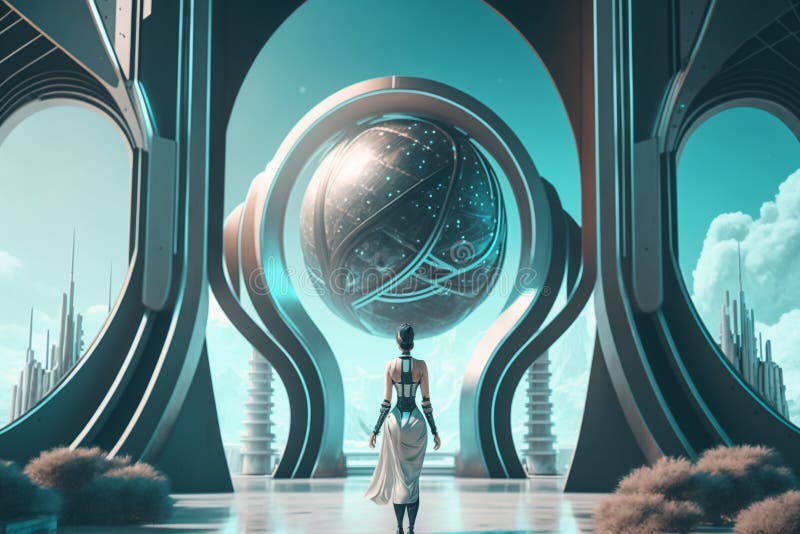 Futuristic Scenery with 3D Elements, Featuring Advanced Buildings and ...