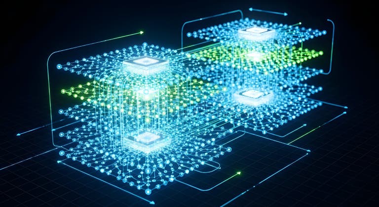 Futuristic Schematic Diagram of Artificial Neural Networks with Glowing ...