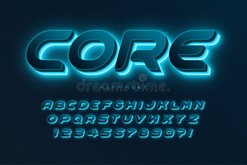 Futuristic Sci-fi Alphabet, Extra Glowing Space Design Stock Vector ...