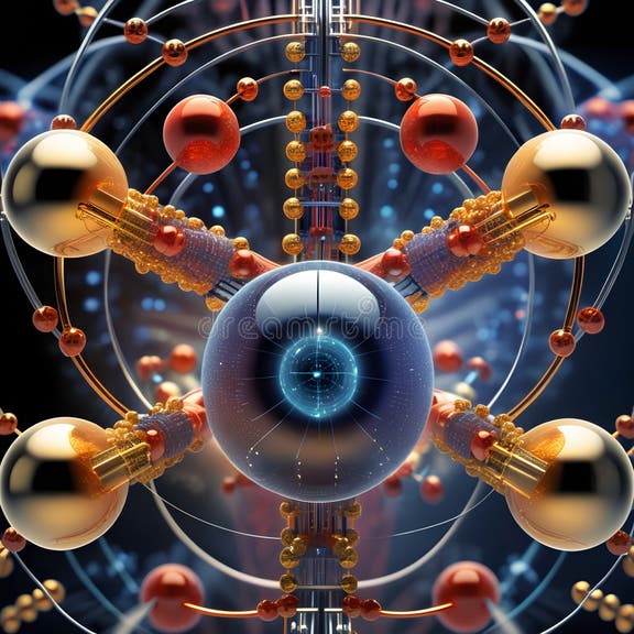 Futuristic Sci-Fi Atom Structure Stock Photo - Image of structure ...