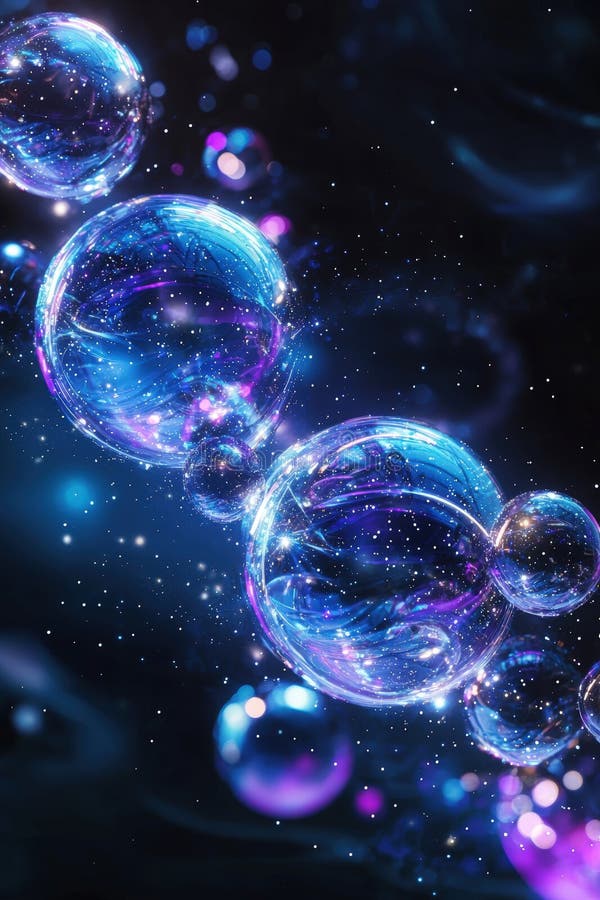 Futuristic Sci-Fi Background with Floating Transparent Spheres in Blue ...