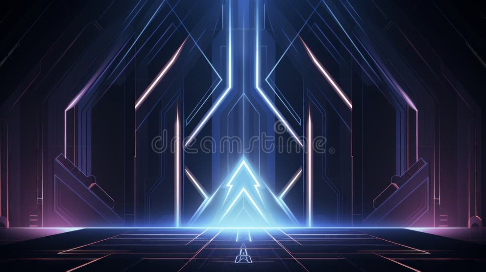 Futuristic Sci-fi Background with Neon Lights Stock Illustration ...
