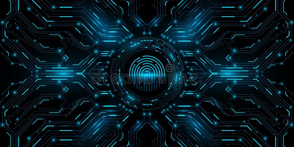 Futuristic Sci-fi Board with Scanning Fingerprint. Cybersecurity Panel ...