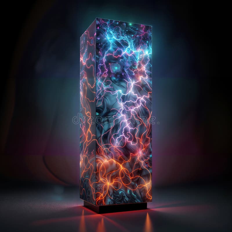 Futuristic Sci-fi Box with Glowing Lightning. 3d Rendering, Generative ...