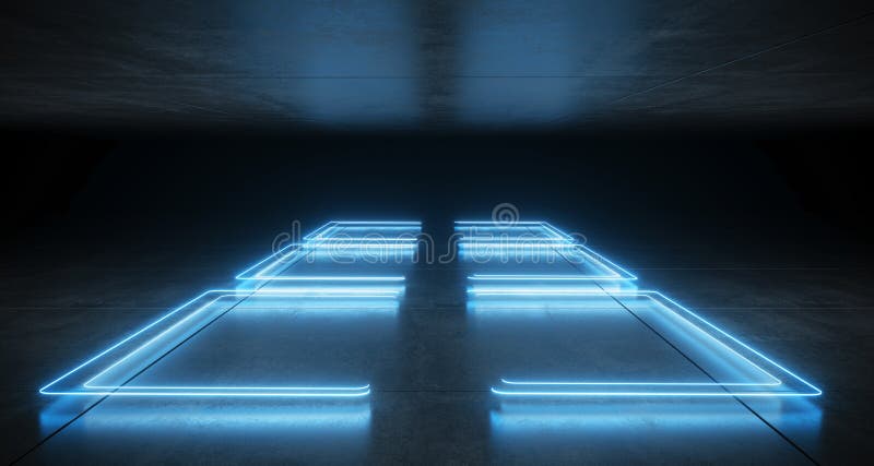 Futuristic Sci Fi Bracket Shaped Neon Classic Blue Glowing Lights with ...