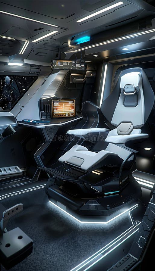 Futuristic Sci Fi Captain S Chair with Interactive Displays Integrated ...